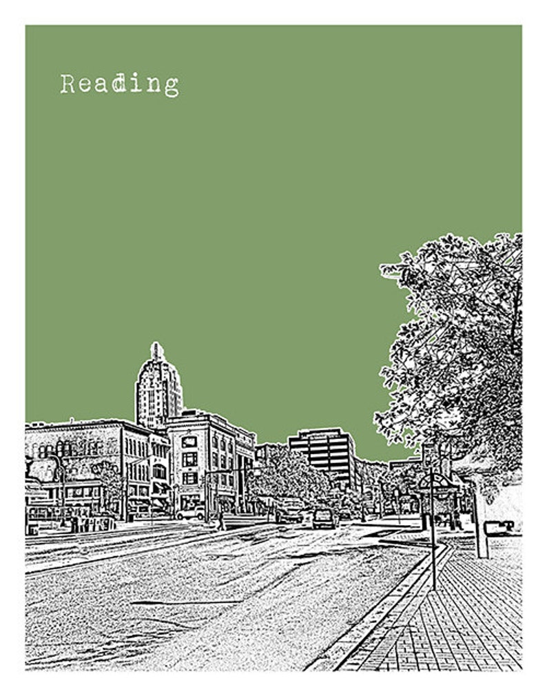 Reading Skyline Poster Art Print Pennsylvania PA | Etsy