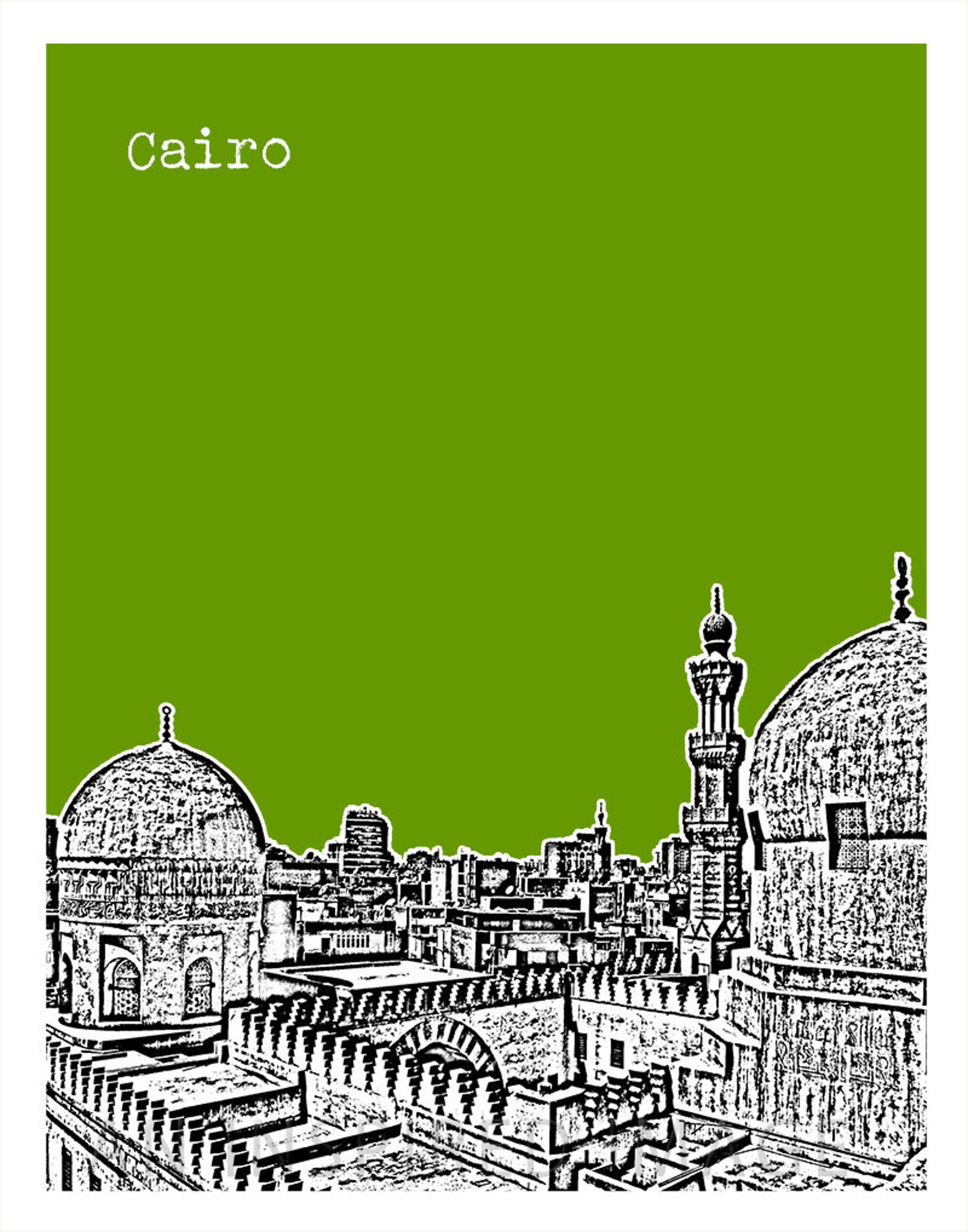 Cairo Egypt Poster Art Print Skyline Mosque View - Etsy