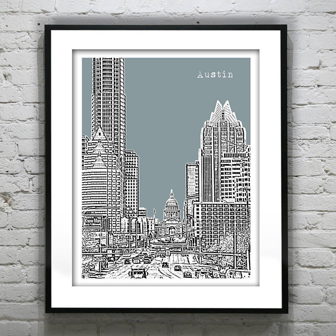 Austin Texas Poster Downtown City Skyline Art Print Austin - Etsy