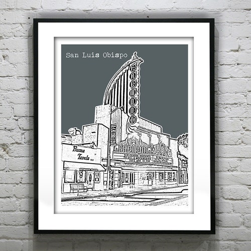 San Luis Obispo Skyline Poster Art Print California CA - Etsy