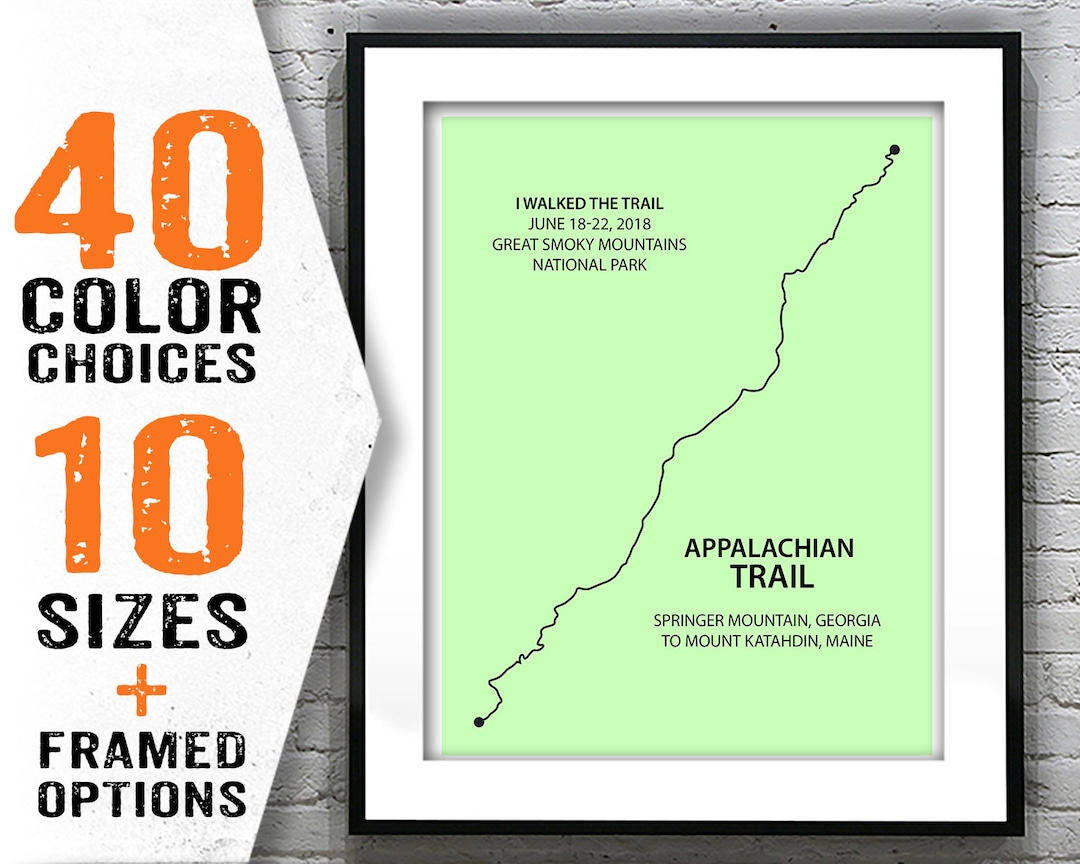 Personalized Appalachian Trail Map Poster Art Print Modern Line Drawing ...