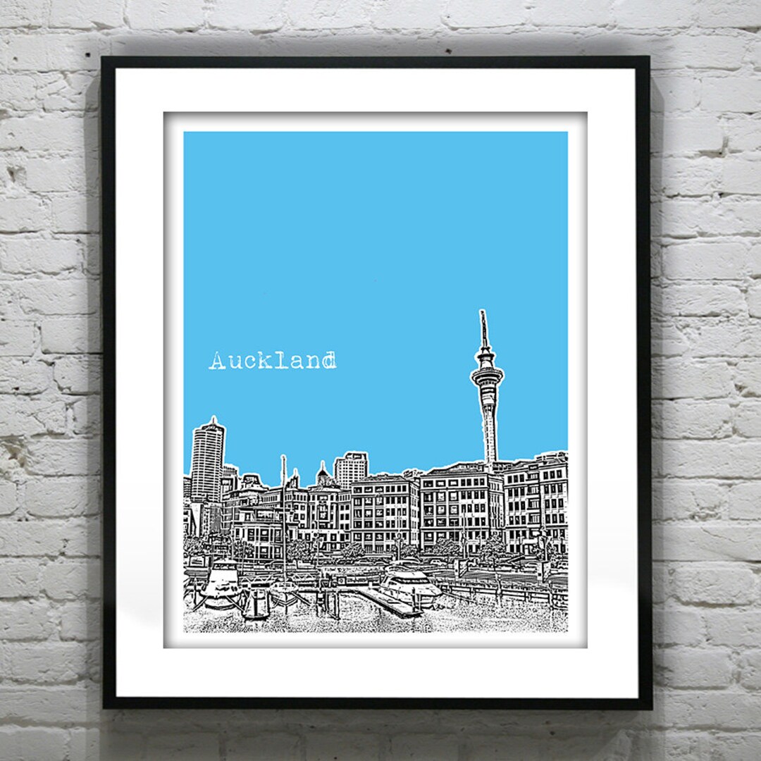 Auckland New Zealand Poster Art Skyline Print Item T2684 - Etsy