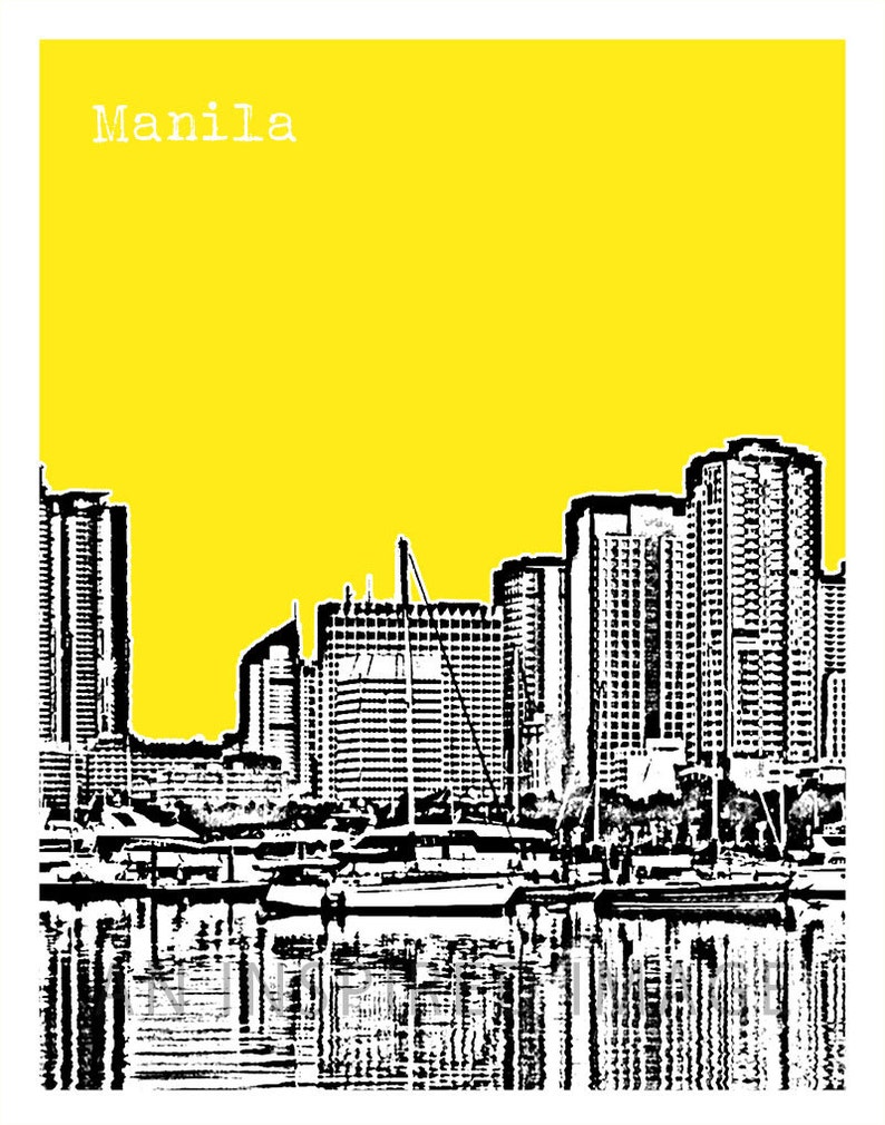 Manila Philippines Skyline Travel Poster Art Print Item T5052 - Etsy