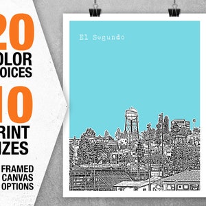 El Segundo California Poster Art Skyline Print CA Item T5425 - Etsy