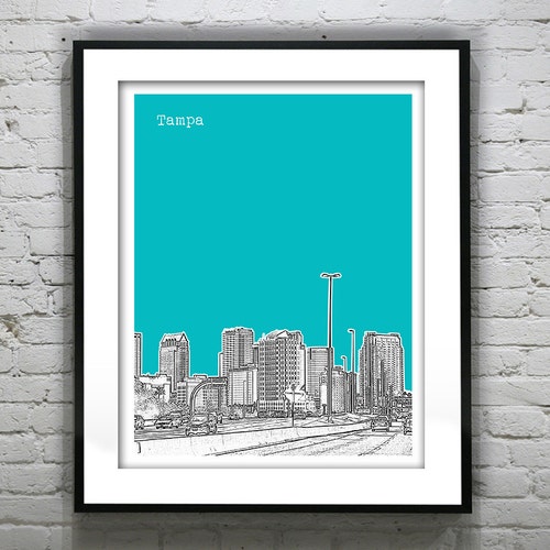 Tampa Skyline Poster Art Print Florida Item T2236 - Etsy