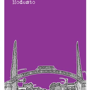 Modesto California Skyline Poster Art Print CA Item T4298 - Etsy