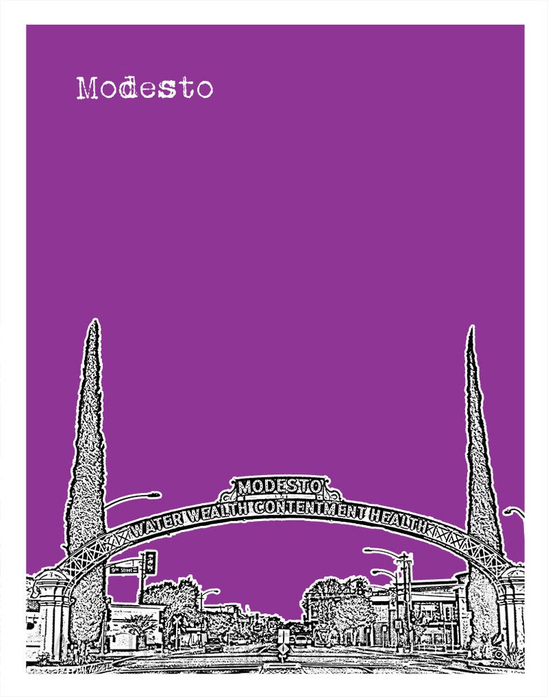 Modesto California Skyline Poster Art Print CA Item T4298 - Etsy