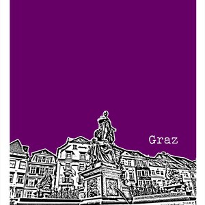 Graz Austria Poster Art Print City Skyline - Etsy