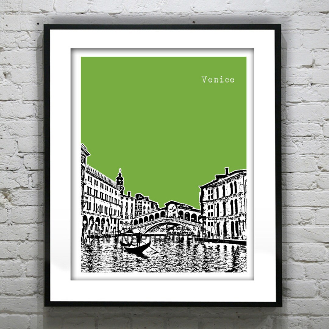 Venice Poster Rialto Bridge Italy Art Print Skyline - Etsy