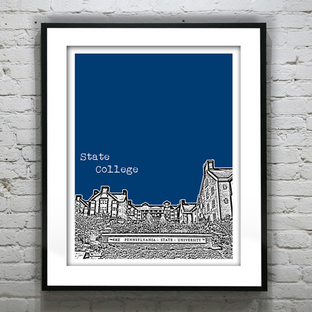 State College Skyline Poster Print Art Pennsylvania Penn State ...