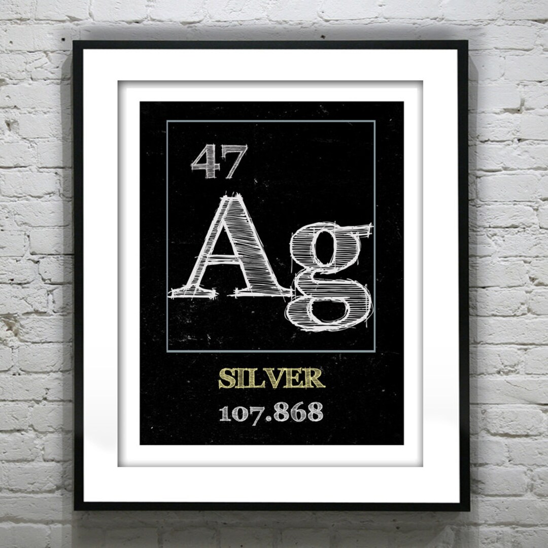 Periodic Table Silver Poster Art Print Periodic Table of Elements Ag 47 ...