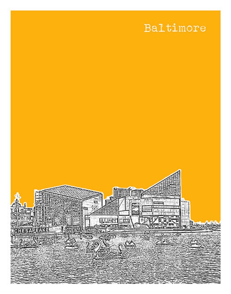 Baltimore Skyline Poster Art Print Maryland MD Aquarium Item T1333 - Etsy