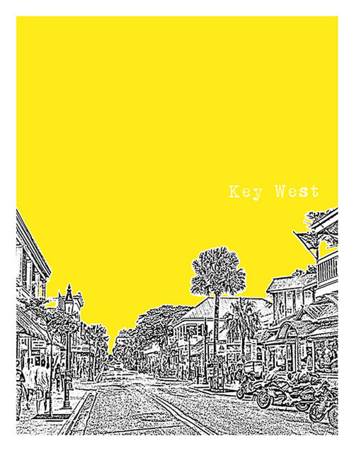 Key West Skyline Poster Art Print Florida Keys FL Version 4 - Etsy