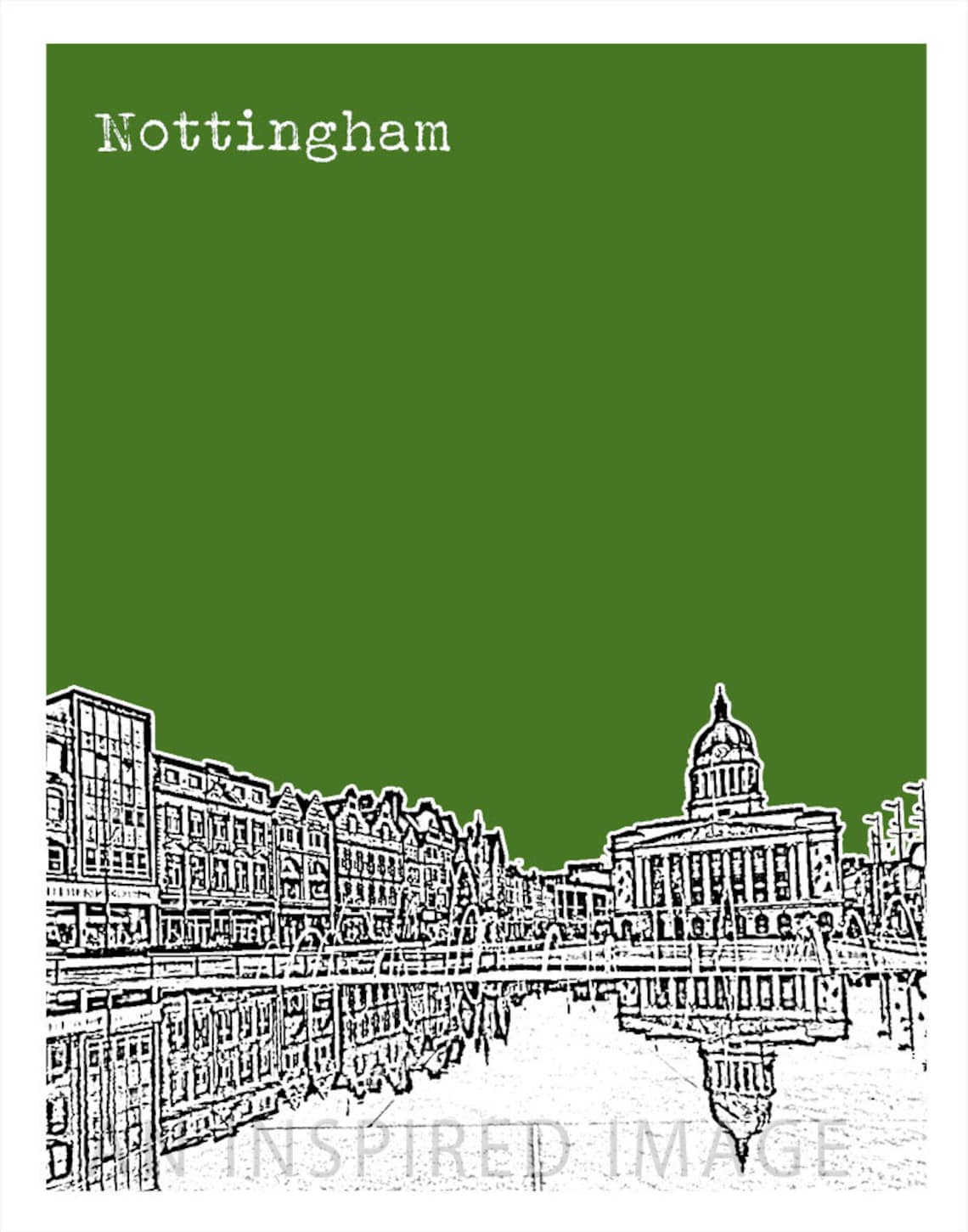 Nottingham England City Skyline Poster Art Print UK United - Etsy