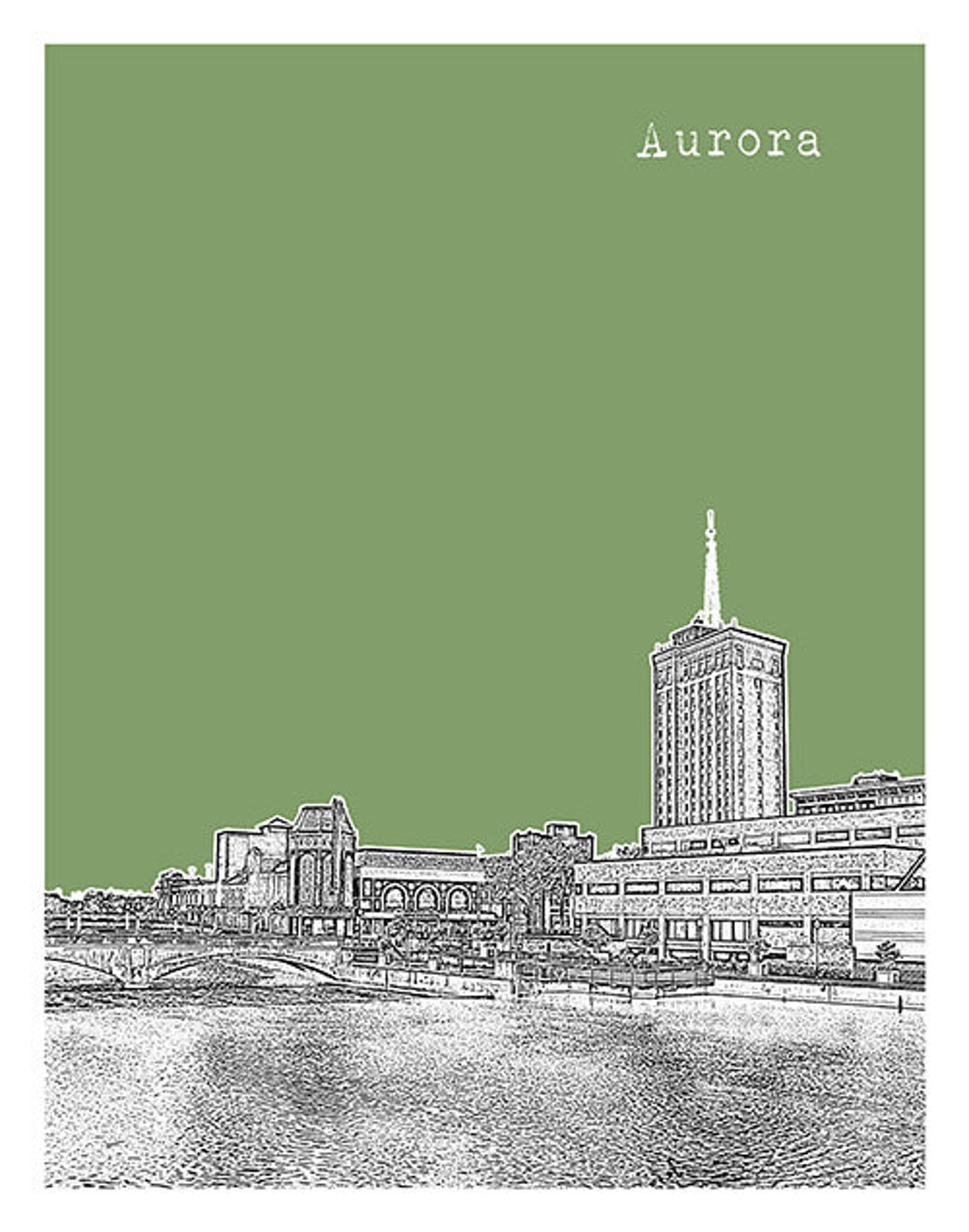 Aurora Illinois Poster Print City Skyline Art IL Version 1 - Etsy