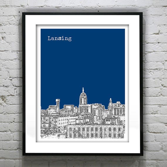 Lansing Michigan Skyline Poster City Art Print MI Version 2 - Etsy