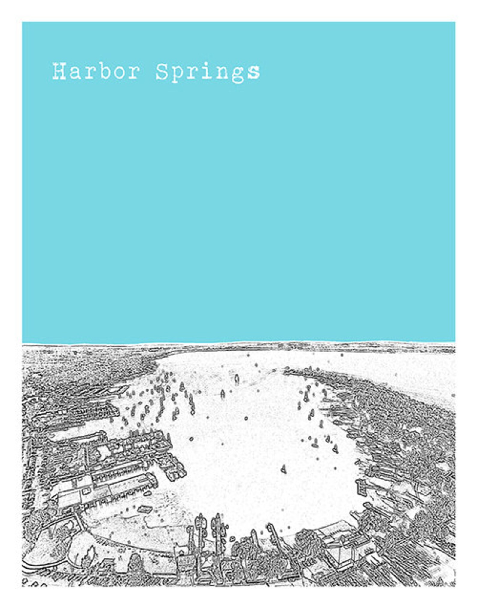 Harbor Springs Skyline Poster Art Print Michigan MI | Etsy