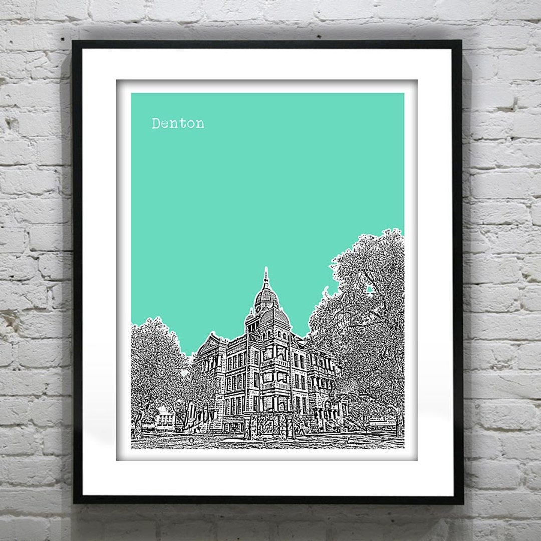 Denton Skyline Poster Art Print Texas TX Item T4300 - Etsy