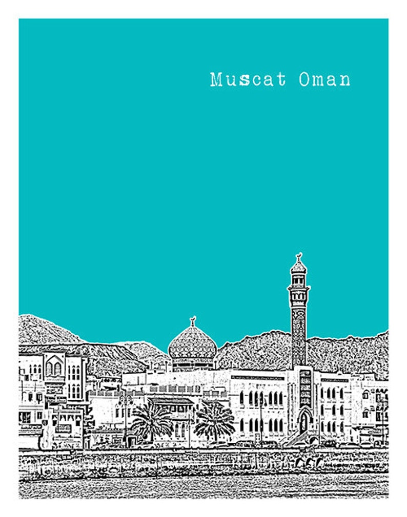 Muscat Oman Skyline Sultan Poster Art Print Version 2 - Etsy