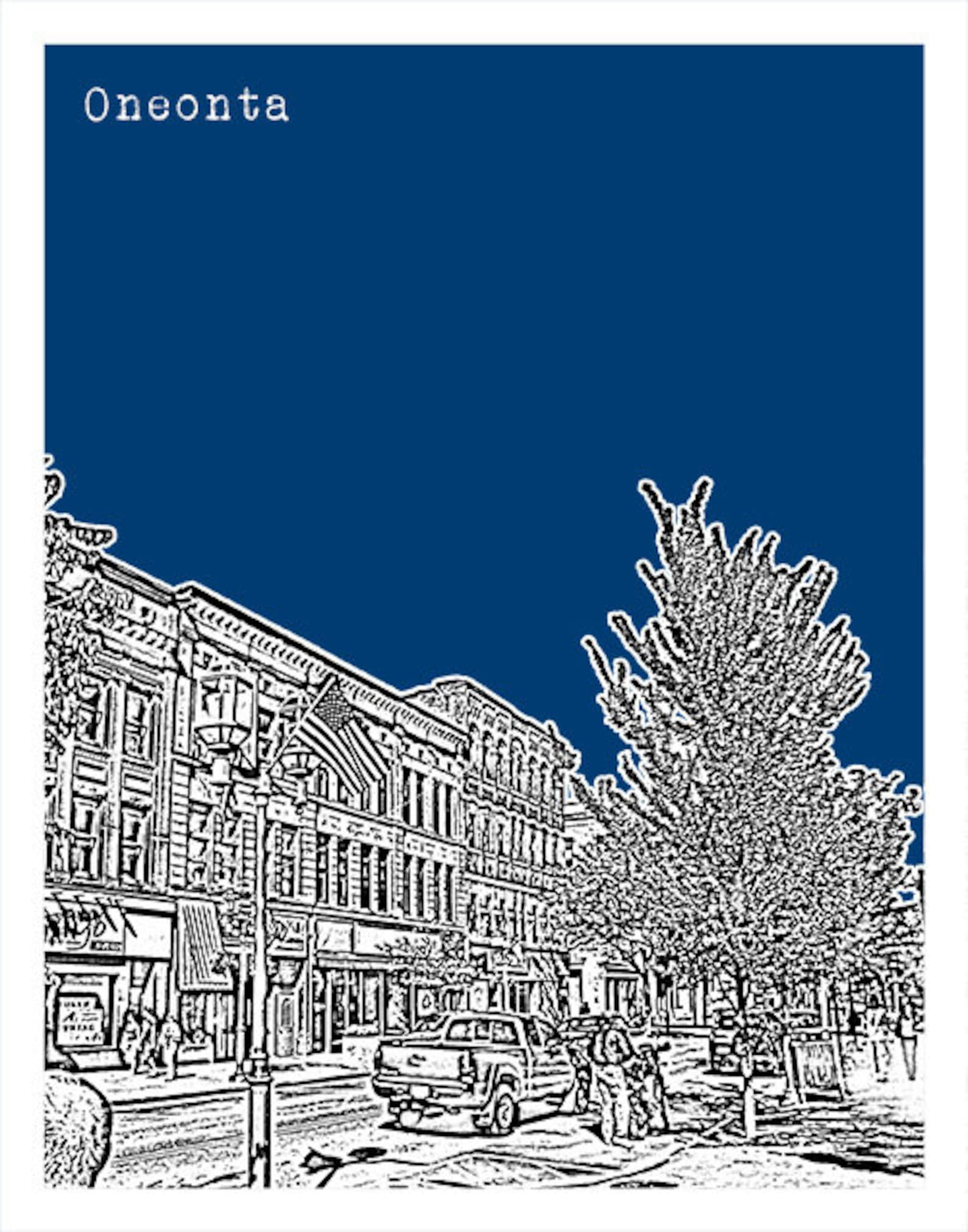 Oneonta New York Skyline Art Print Poster SUNY | Etsy