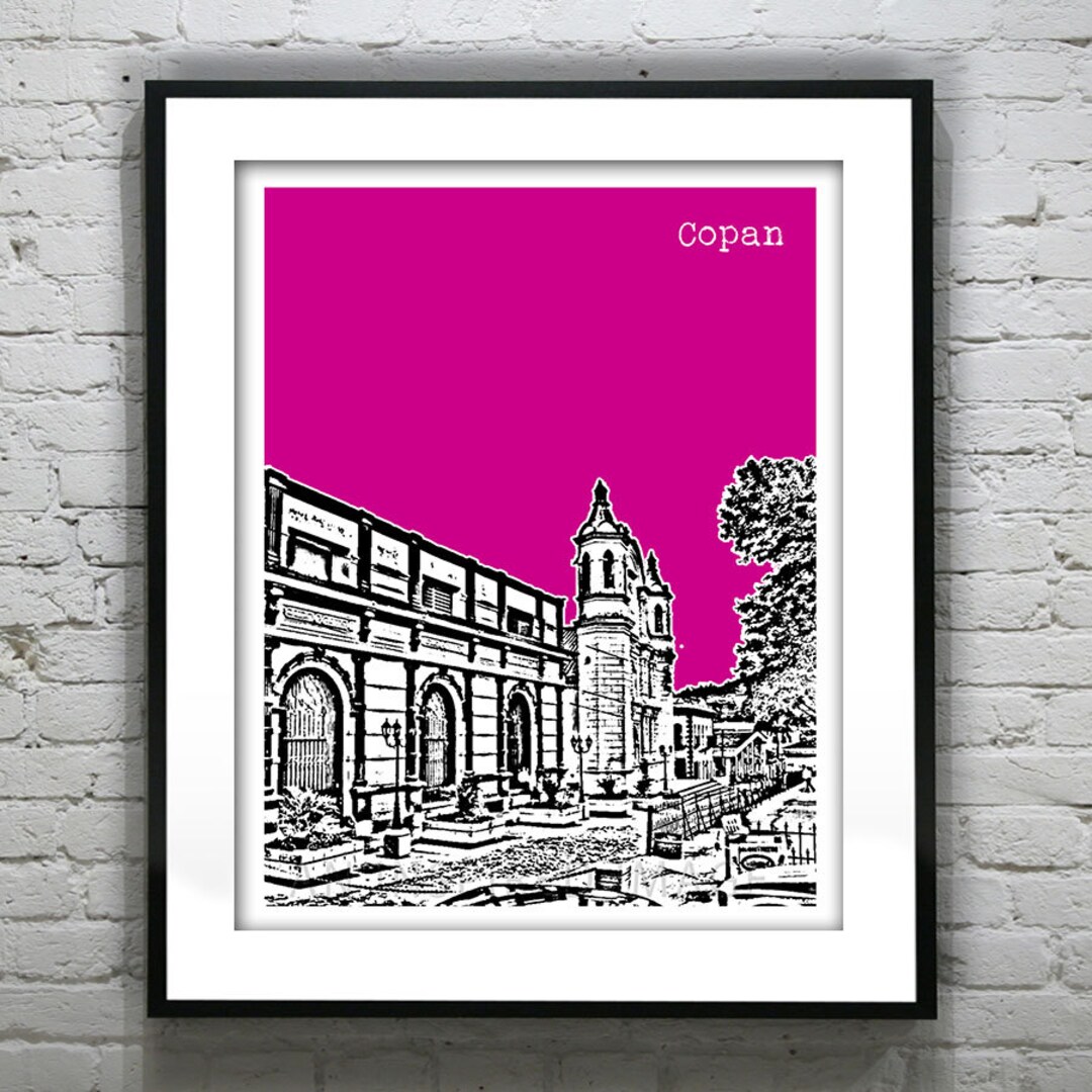 Copan Honduras Poster Art City Skyline Print Cathedral Santa Rosa - Etsy