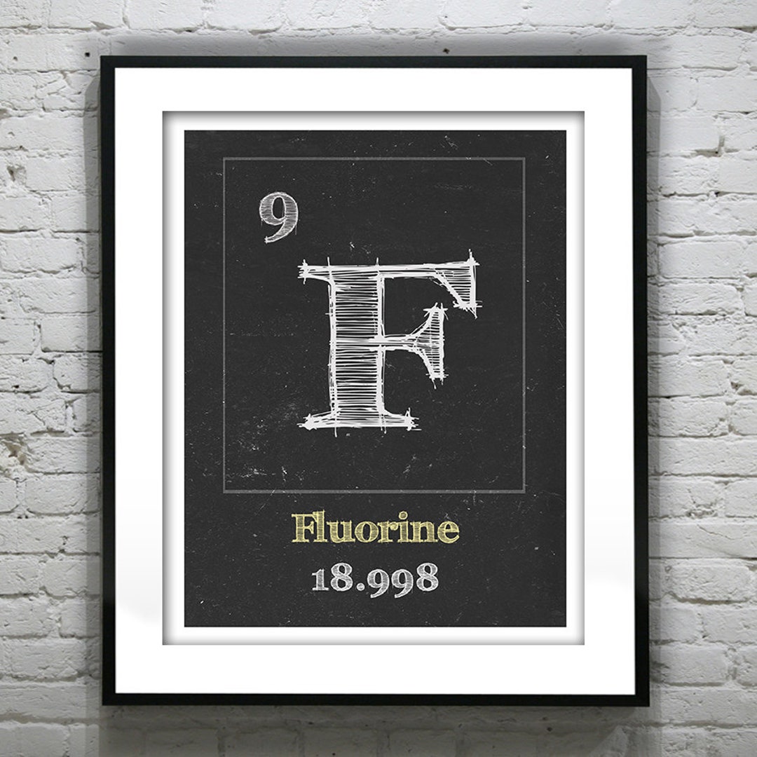 Periodic Table Fluorine Poster Art Print Periodic Table of Elements F 9 ...