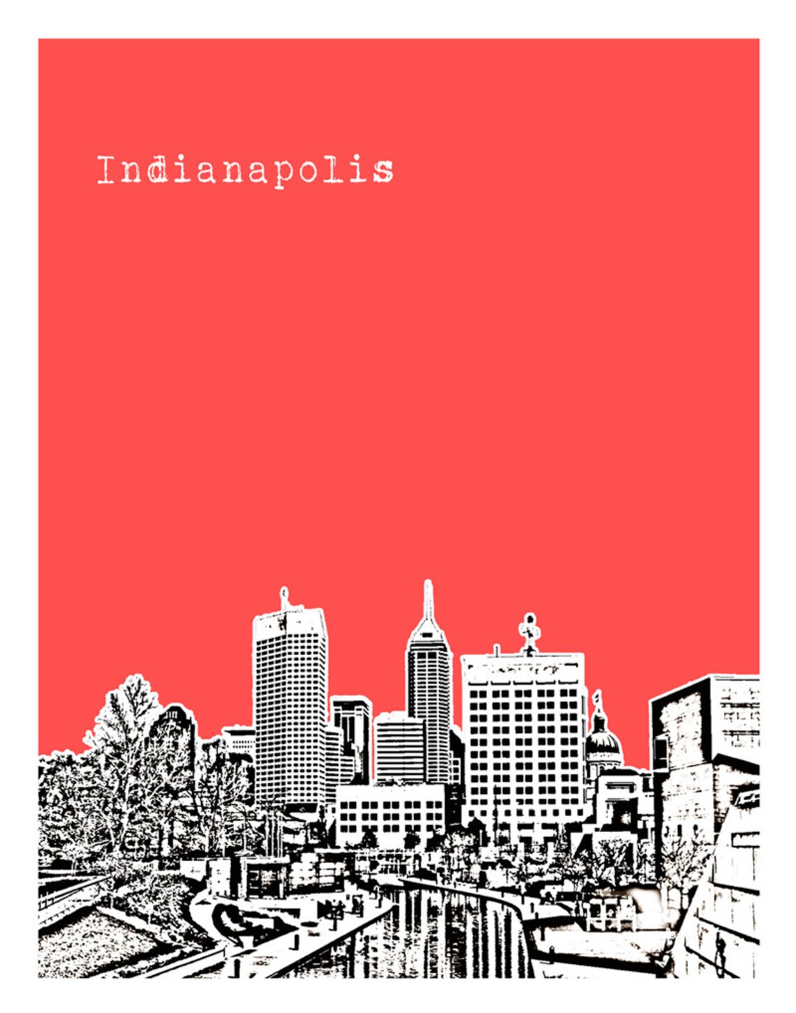 Indianapolis Poster Art Skyline Print Indiana Item T2656 - Etsy