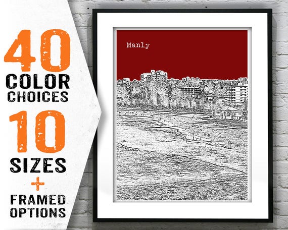 Manly Poster Australia Skyline Poster Print New South Wales | Etsy UK