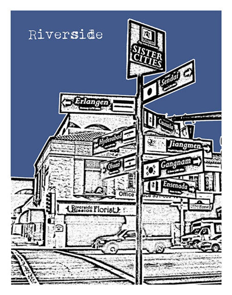 Riverside California Skyline Poster Print Art Carillton Bell - Etsy