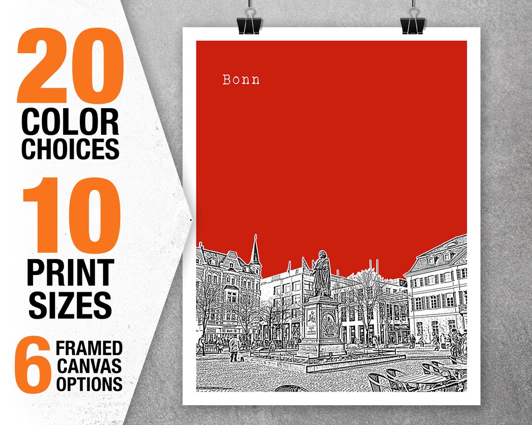 Bonn Germany Poster Art Skyline Print Europe Item T5346 - Etsy