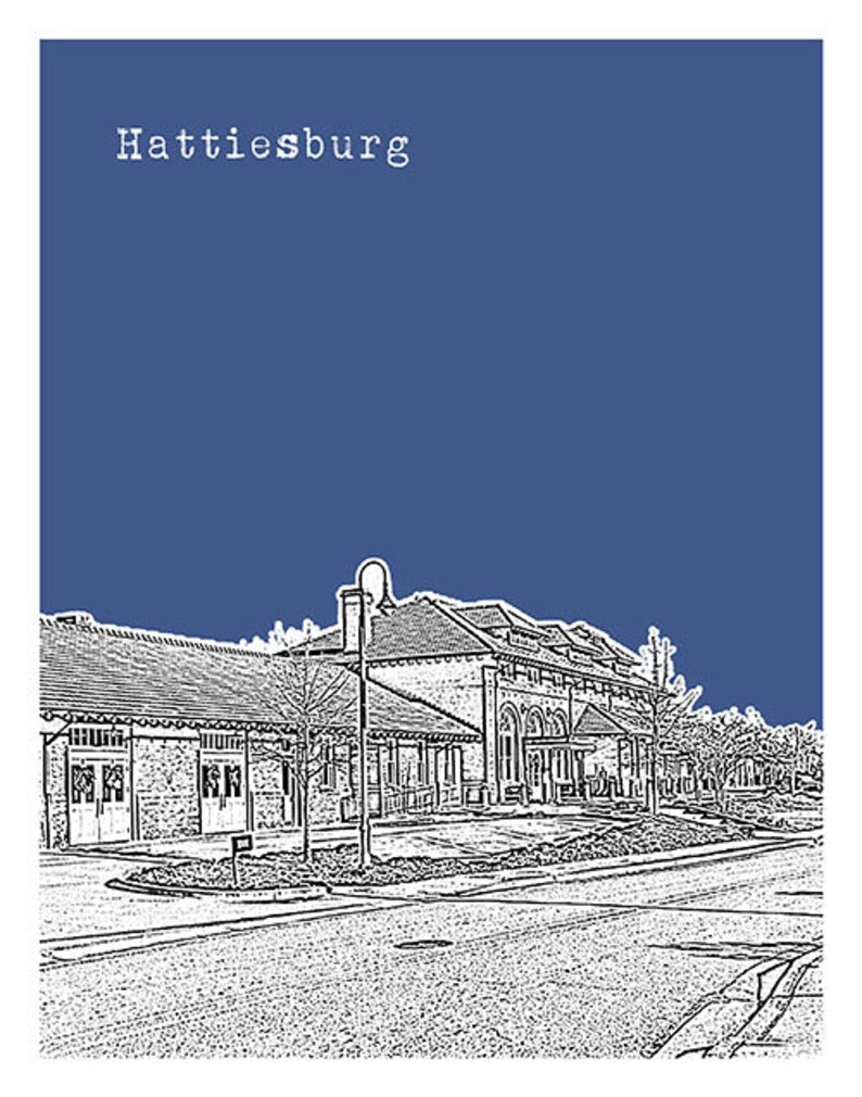 Hattiesburg Mississippi Skyline Poster Art Print MS - Etsy