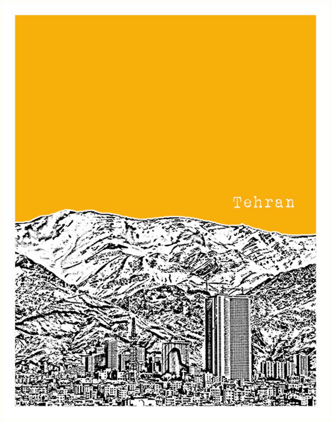 Tehran Poster Art Print City Skyline Tehran Province Iran | Etsy