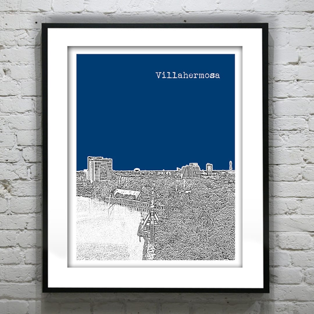Villahermosa Skyline Poster Art Print Landscape Tabasco Mexico Version ...