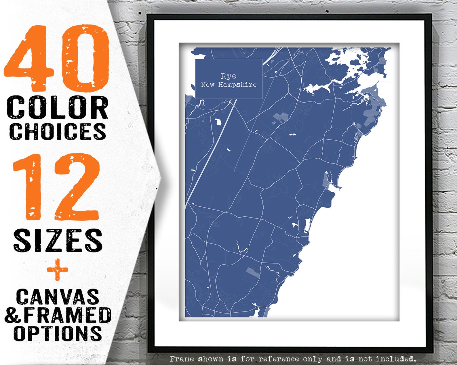 Rye New Hampshire Blueprint Map Poster Art Print NH Item T5032 - Etsy