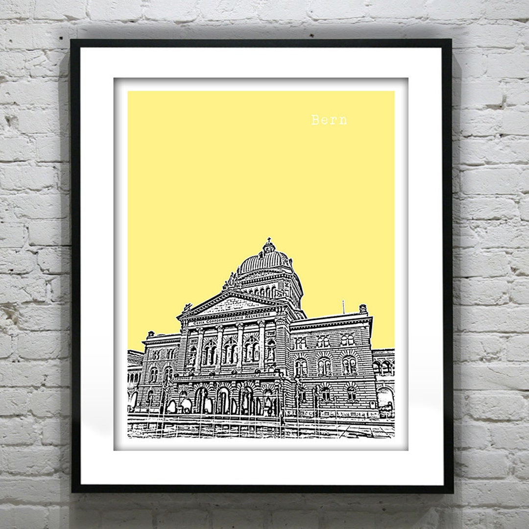 Bern Switzerland Skyline Poster Art Print Version 1 - Etsy