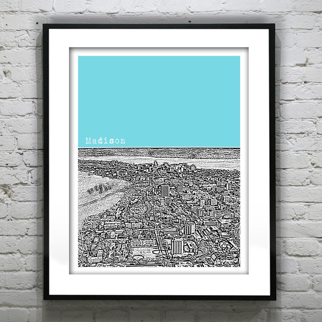Madison Wisconsin Poster Print Art City Skyline Item T4325 - Etsy