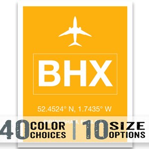 BHX Birmingham International Airport Aviation Poster Art Print United ...