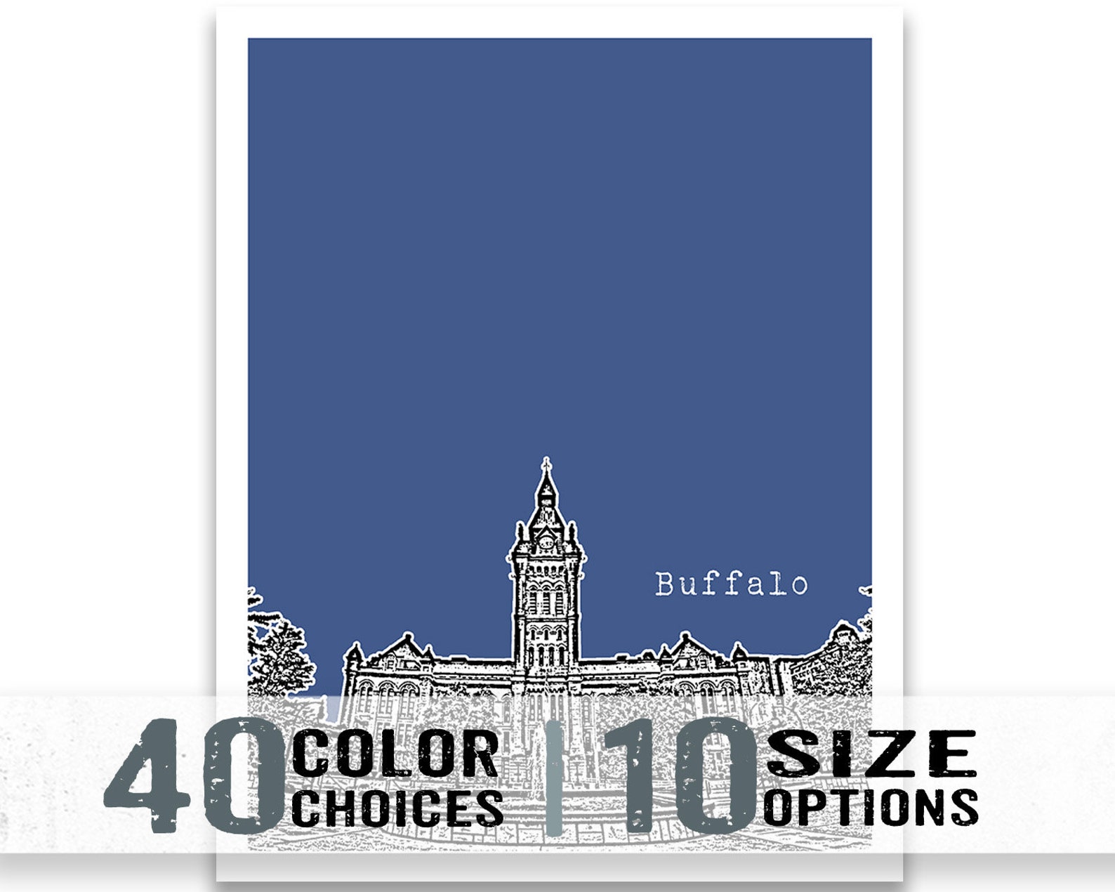 Buffalo New York Poster Art Skyline Print NY City Hall Item - Etsy