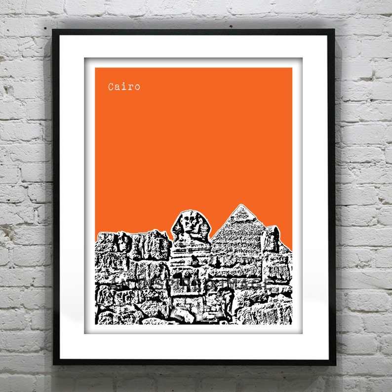 Cairo Egypt Poster Sphinx Pyramids Art Print Skyline | Etsy