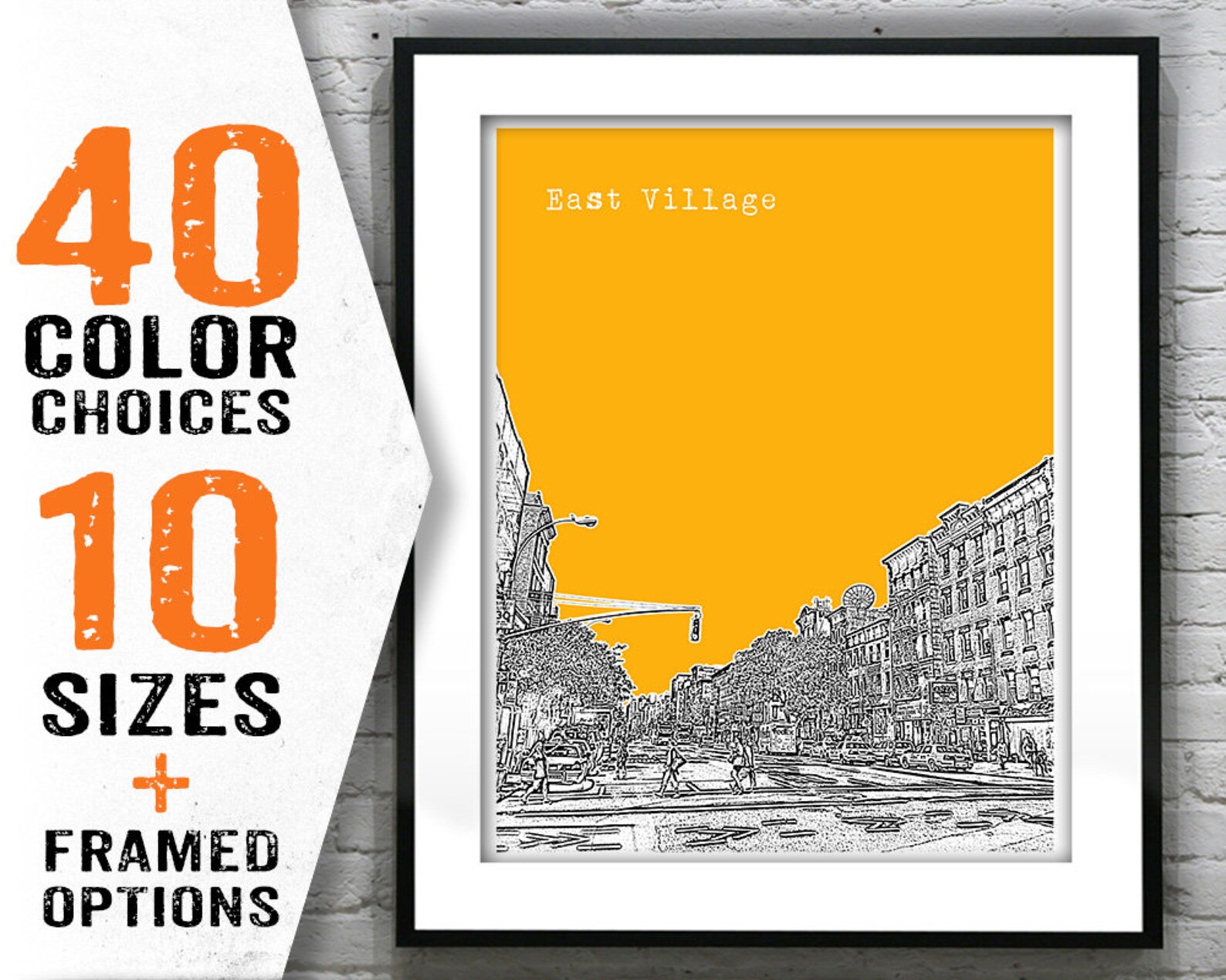 East Village New York Poster Print Art Skyline NY Item T1472 - Etsy
