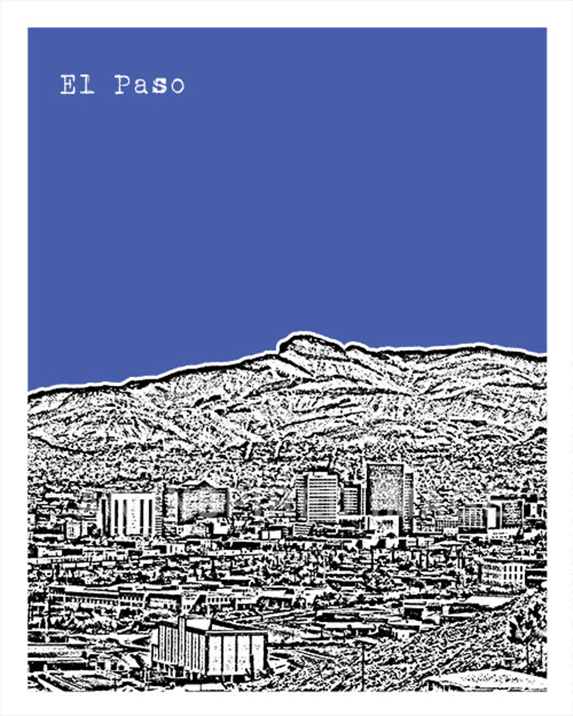 El Paso Poster El Paso Texas Art Print Skyline - Etsy