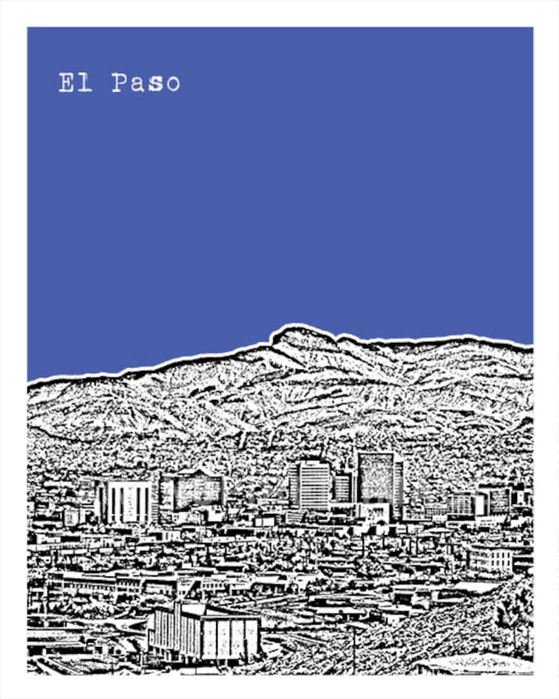 El Paso Poster el Paso Texas Art Print Skyline | Etsy