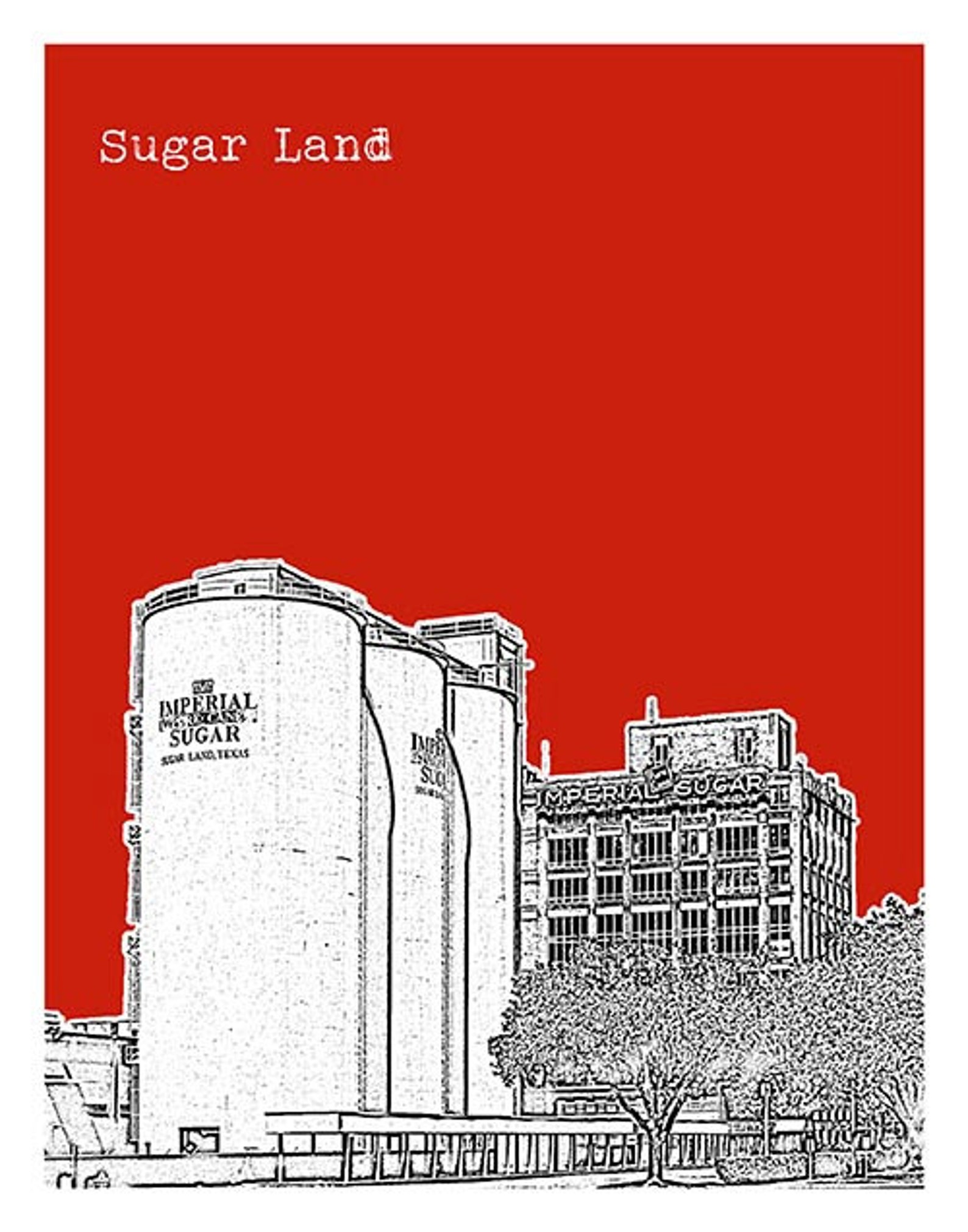 Sugar Land Skyline Poster Art Print Texas TX Item T2091 - Etsy