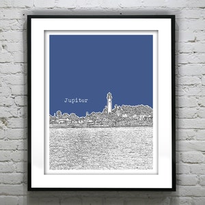 Jupiter Skyline Poster Art Print Jupiter Lighthouse Florida FL Item ...