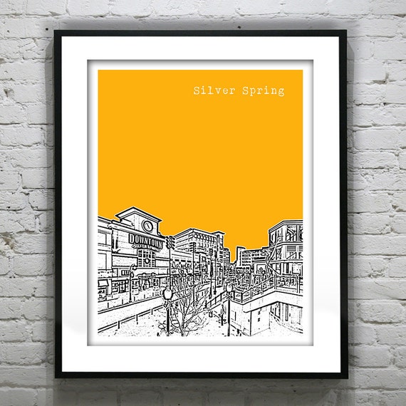 Silver Spring Maryland Skyline Poster Art Print MD Version 1 | Etsy