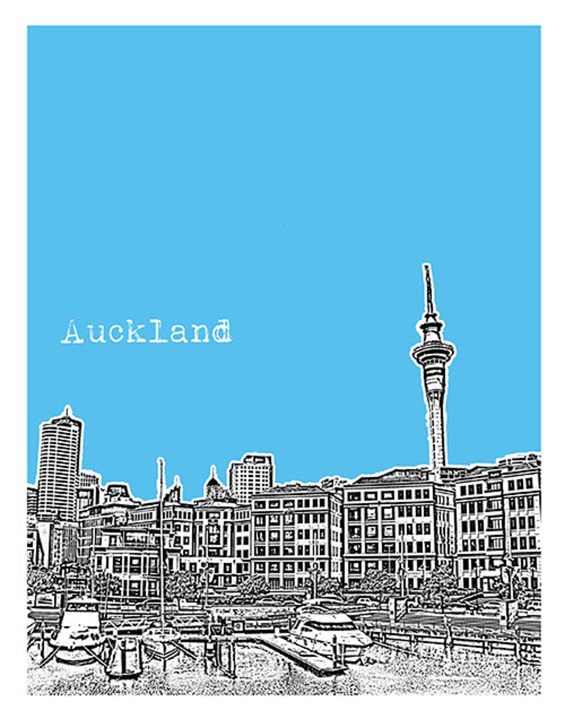 Auckland New Zealand Poster Art Skyline Print Item T2684 - Etsy