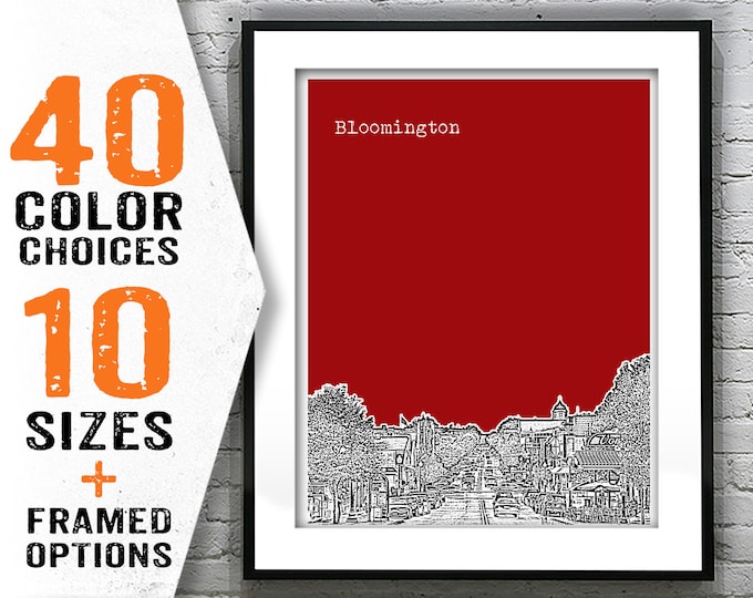 Bloomington Indiana Poster Art Skyline Print Item T1900 - Etsy