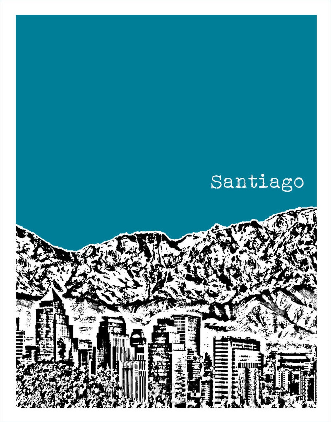 Santiago Chile Poster Print Skyline Art South America - Etsy