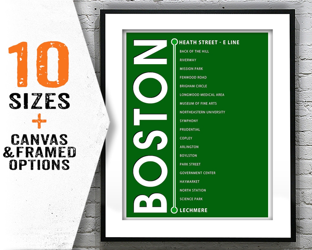 Boston T Green E Line Poster Art Print Subway Station Riverside ...
