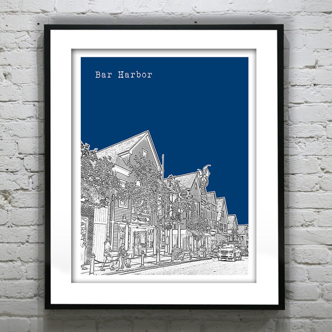 Bar Harbor Maine Skyline Poster Art Print Item T5293 - Etsy
